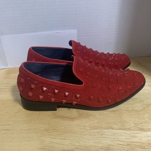 J75 Jump Fernando Dress Loafer Men Shoes Red with Spikes And Jewel ...
