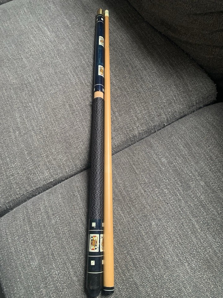 Old School Vintage Pool Cue With Cards On It . Looks Bad arsssss | eBay