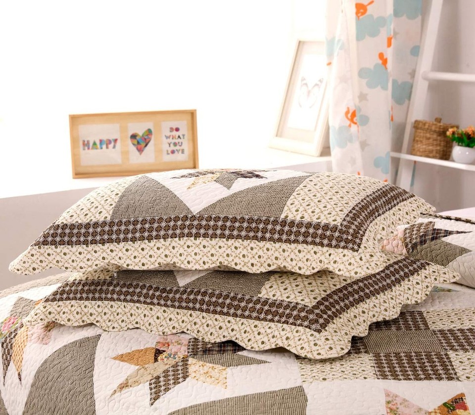 Cotton Patchwork Quilt Set Bedspread King Size - Breathable Quilted ...