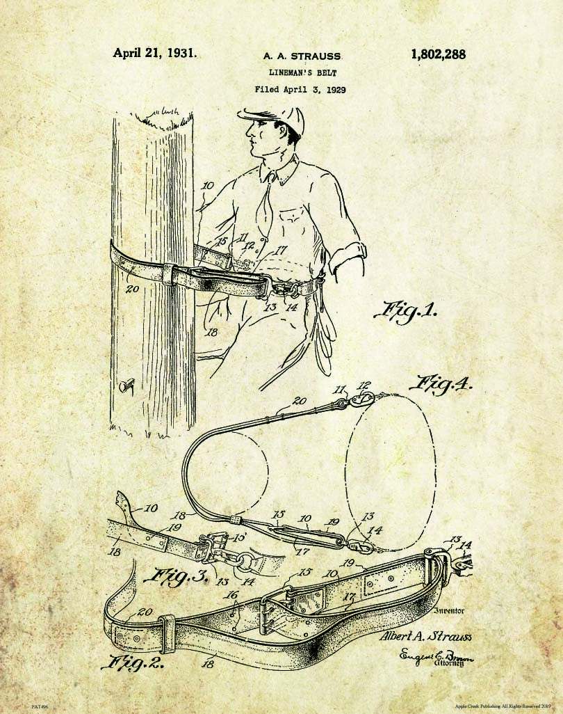 Power Lineman Patent Print Cable Rigger Journeyman School Office Wall ...