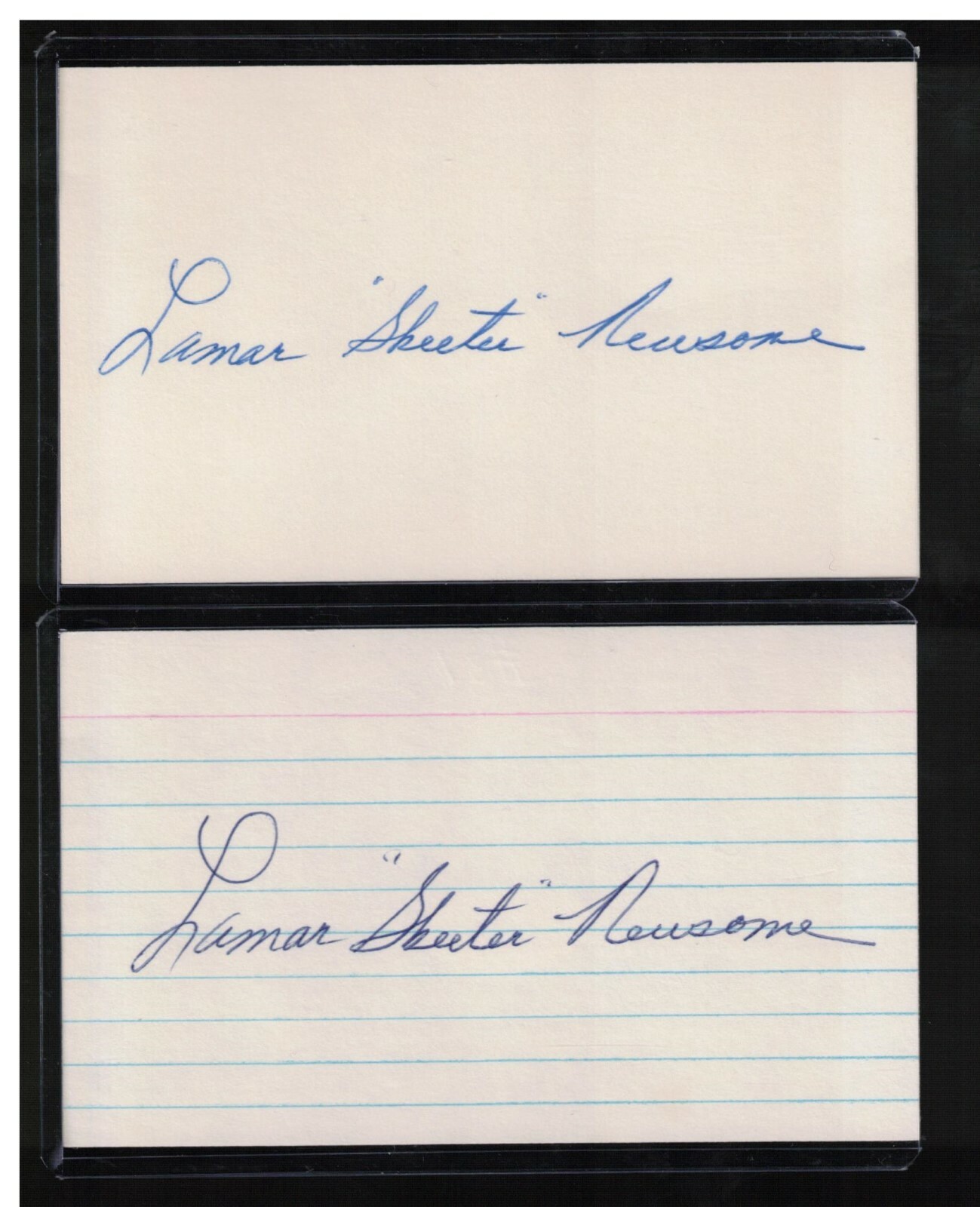 (2) LAMAR SKEETER NEWSOME INDEX CARD SIGNED 1935-47 A'S RED SOX PSA/DNA ...