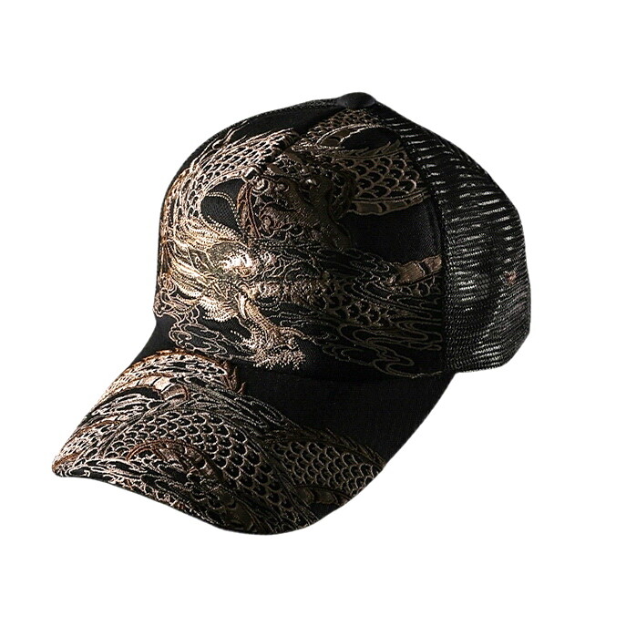 Mens Trucker Mesh Cap Japanese Pattern Embroidery Dragon Tiger Phoenix ...