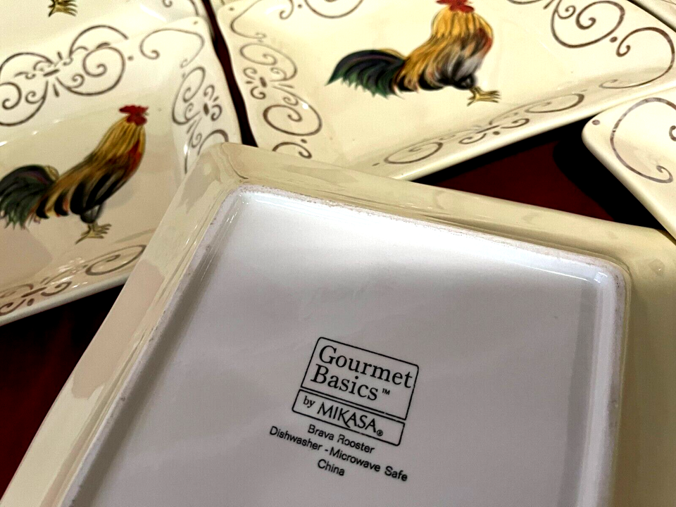 Mikasa Brava Rooster Gourmet Basics Set Of 8 Square Salad Plates 8" | eBay