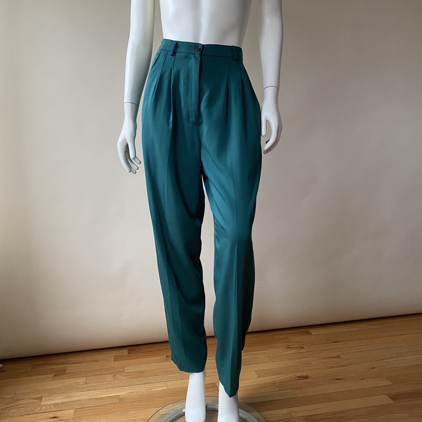 VINTAGE Bobbie Brooks Pants Teal Pleated Classic Pock… - Gem