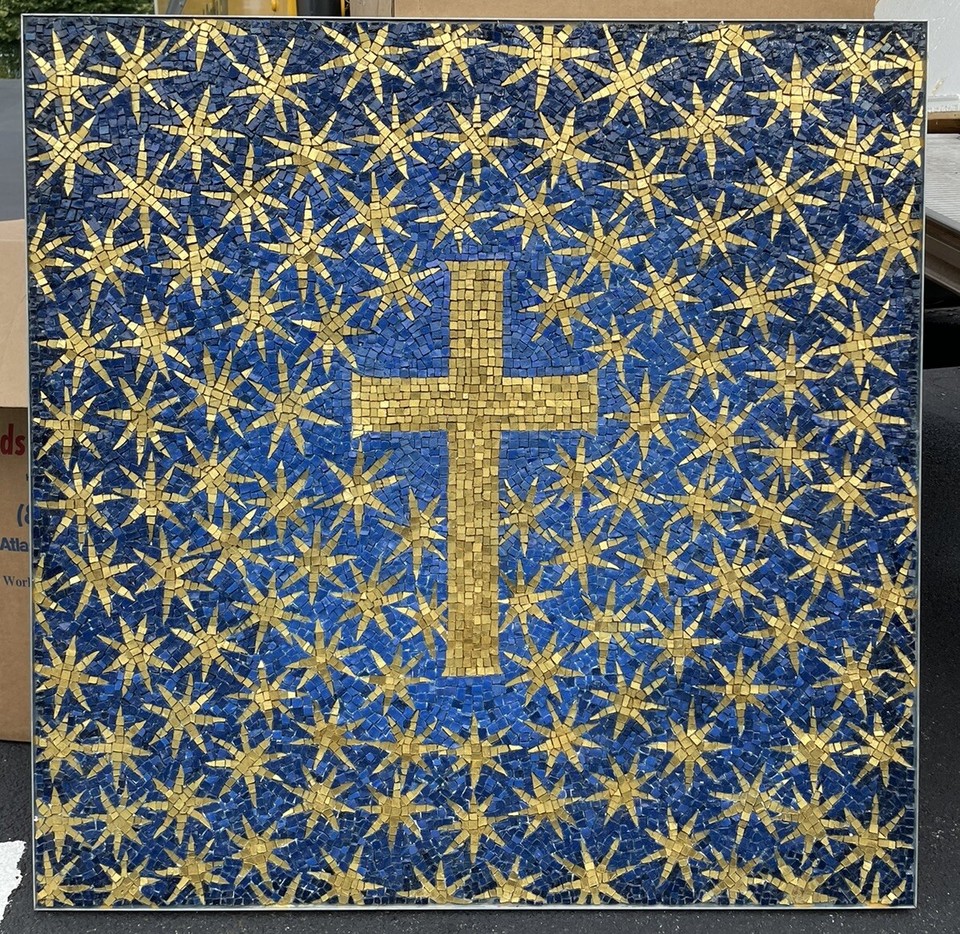 Large Colorful Mosaic Of A Cross With Stars 39 1/4” Square | eBay