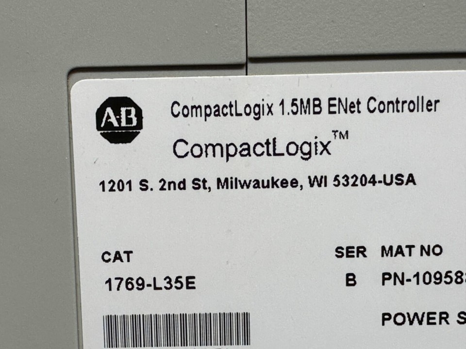 Allen Bradley 1769-L35E B FW 1.17 CompactLogix Controller Logix L5335E ...