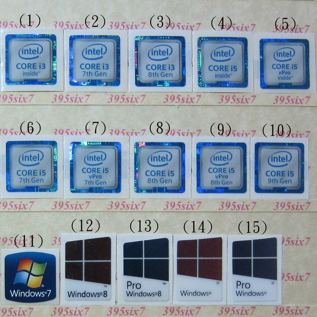intel Core i3 i5 Sticker 6th 7th 8th 9th Gen + OS sticker ( 2 pcs per ...