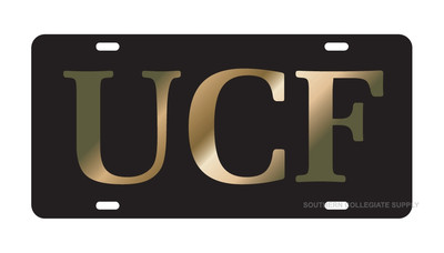 UCF UNIVERSITY OF CENTRAL FLORIDA Black Mirrored License Plate / Car ...