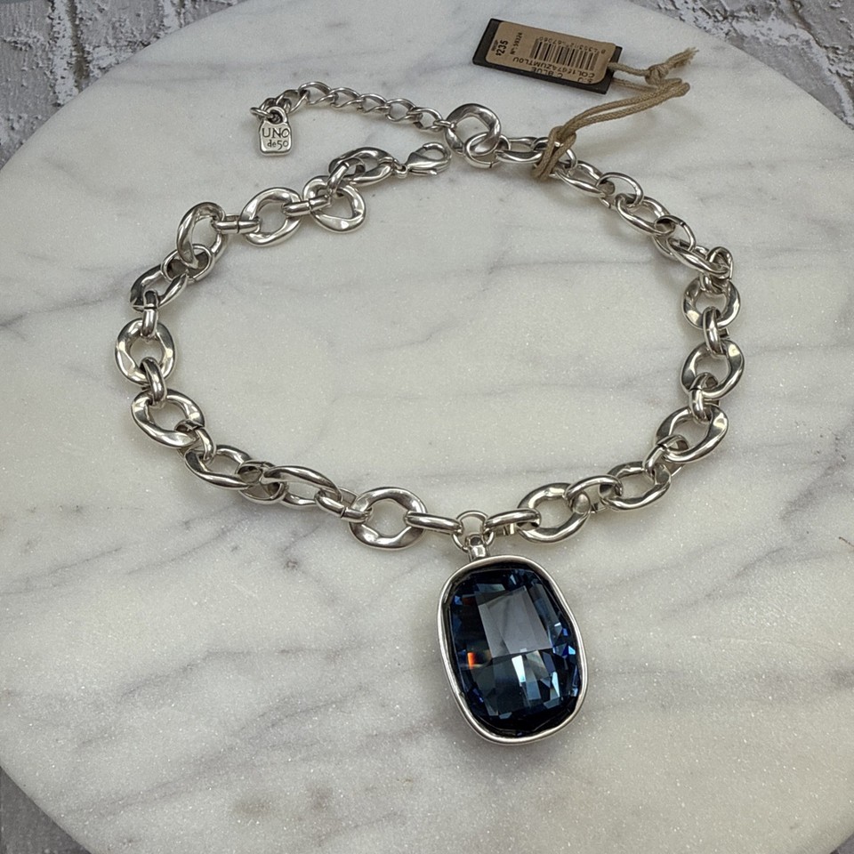 NWT UNO DE 50 SILVERTONE BLUE SWAROVSKI CRYSTAL LIGHT IT UP 16 ...