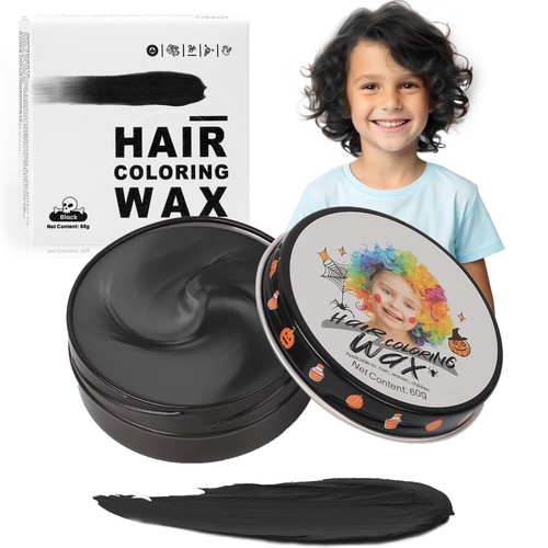 Temporary Black Hair Color Wax for Kids, Washable Colored Hair Styling ...