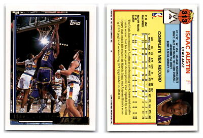 1992-93 Topps Gold Basketball #313 Isaac Austin - Utah Jazz | eBay