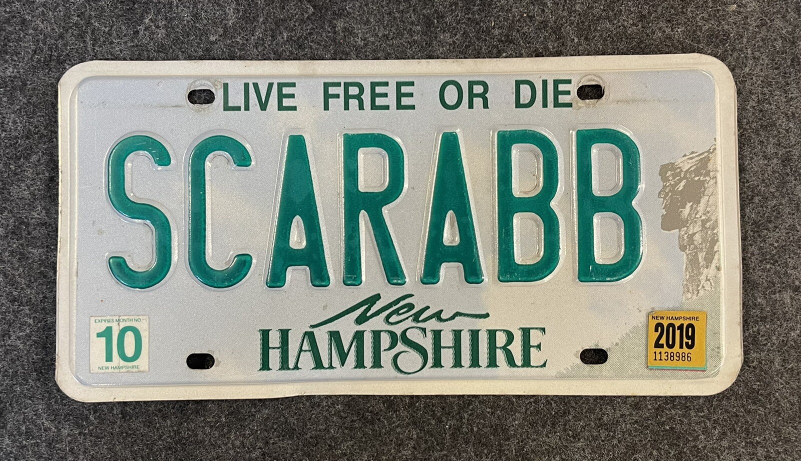2019 New Hampshire Vanity License Plate SCARABB Nice Tag NH 19 Boat ...