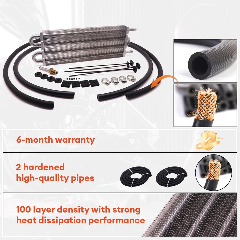 PRO 4 Pass 5/16" Universal Transmission Oil Cooler Kit Aluminum 4 Rows ...