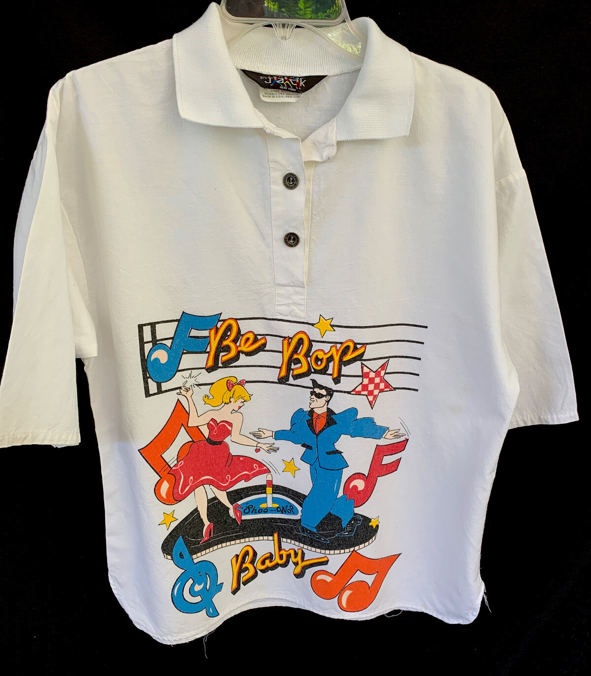 VTG BE BOP BABY SHOE-WOP MILITARIES EQUIPMENT BUTTONS WOMEN SHIRT MUSIC ...