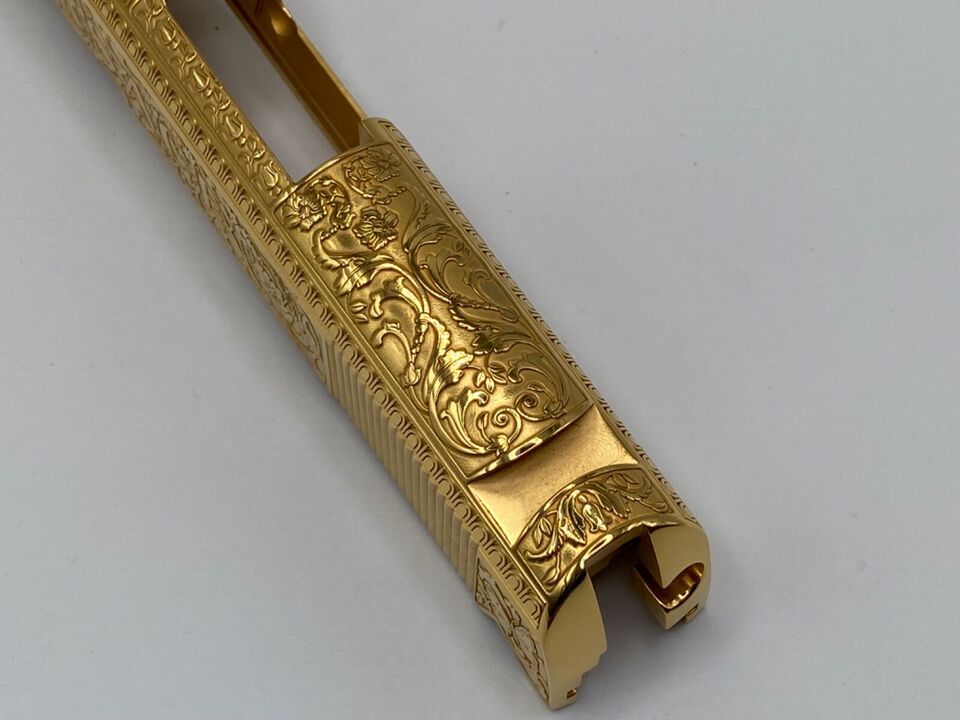 Deep laser engraved 1911 government slide and accent kit 24k gold ...
