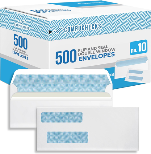 Double Window Envelopes #10- Flip and Seal Flap, Security Business ...
