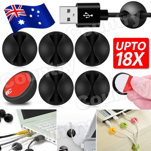 Cable Clips Tidy Cord Lead Organiser USB Charger Holder Drop Sticker ...
