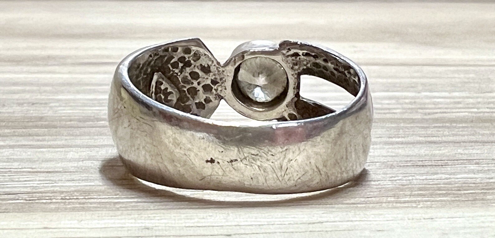 Vintage Designer Signed (JJ) AG 950 Sterling Silver & Gold Clear Stone ...