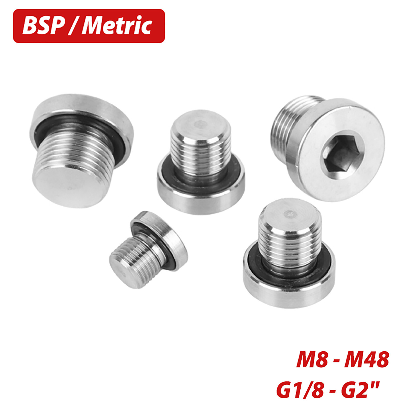 BSP Hydraulic Socket Blanking Plug 304 Stainless Countersunk End Plug ...