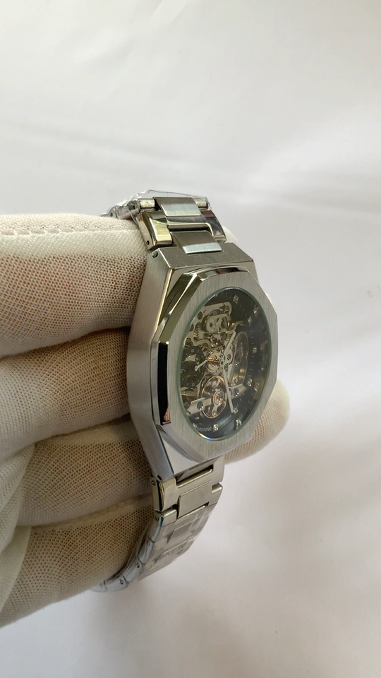 Men's Skeleton Mechanical Luminous Luxury Waterproof Octagon Shape ...