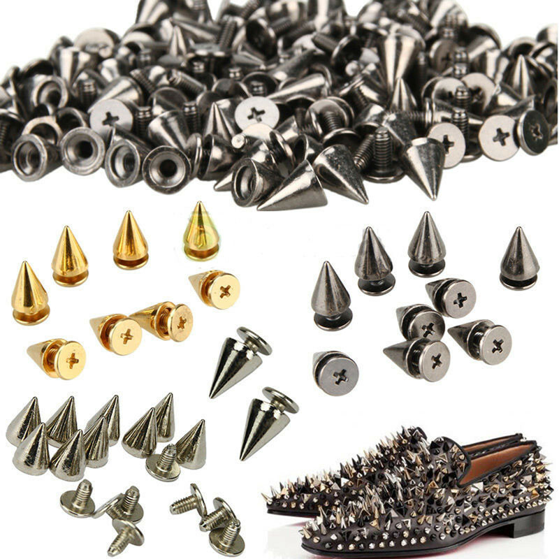 50pc 10mm Spots Cone Screw Metal Studs Leather Craft Rivet Pyramid ...