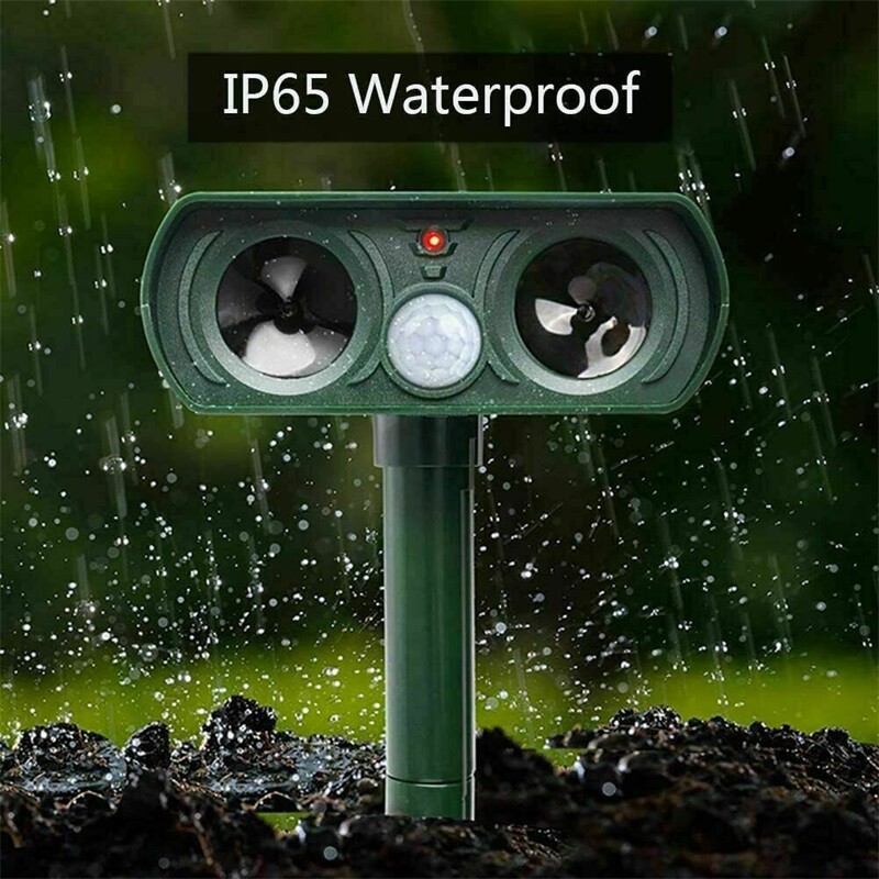ULTRASONIC SOLAR PEST REPELLENT CAT DOG FOX SCARER DETERRENT REPELLER ...