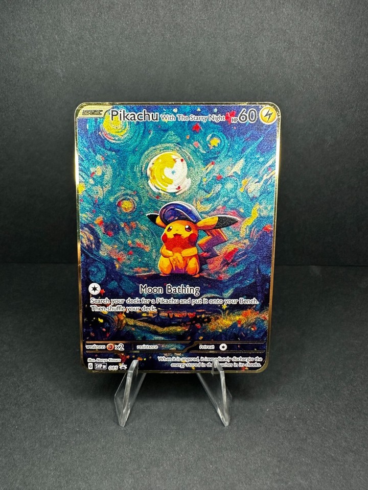 Pokemon Pikachu Starry Night Van Gogh ACG Star Trading Gold Metal Card ...