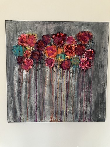 Malerei Acryl Auf Leinwand Blumen Abstrakt | eBay.de