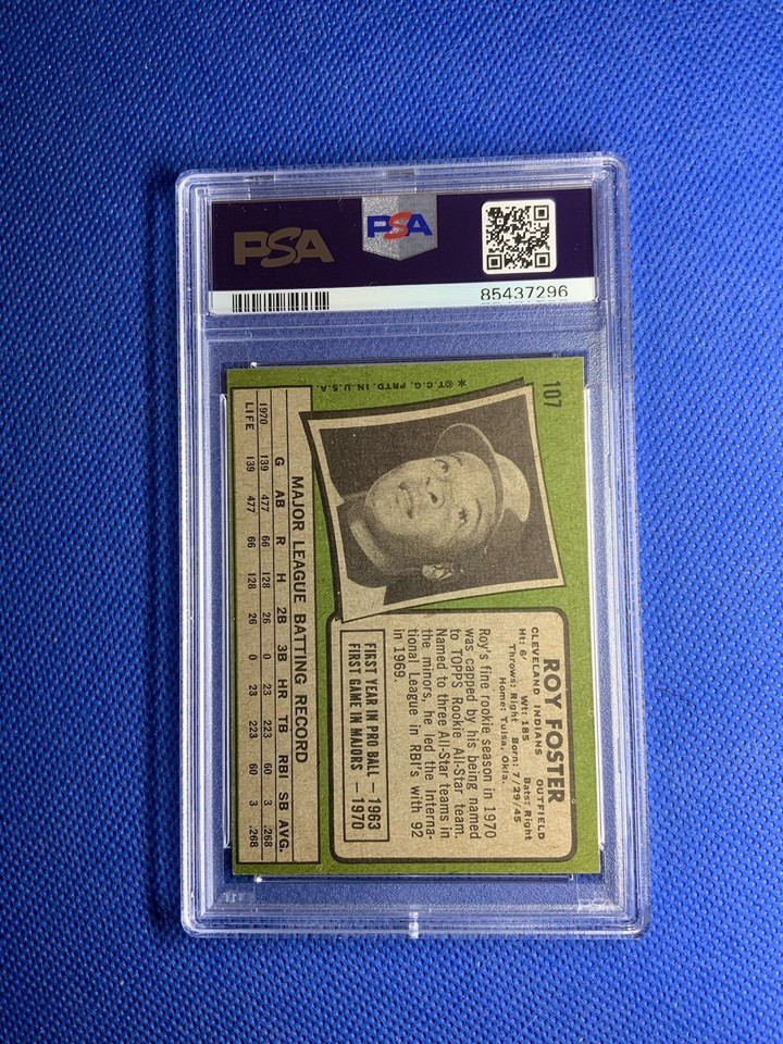 1971 Topps Baseball Card #107 Roy Foster - Indians - PSA 6*** Just ...