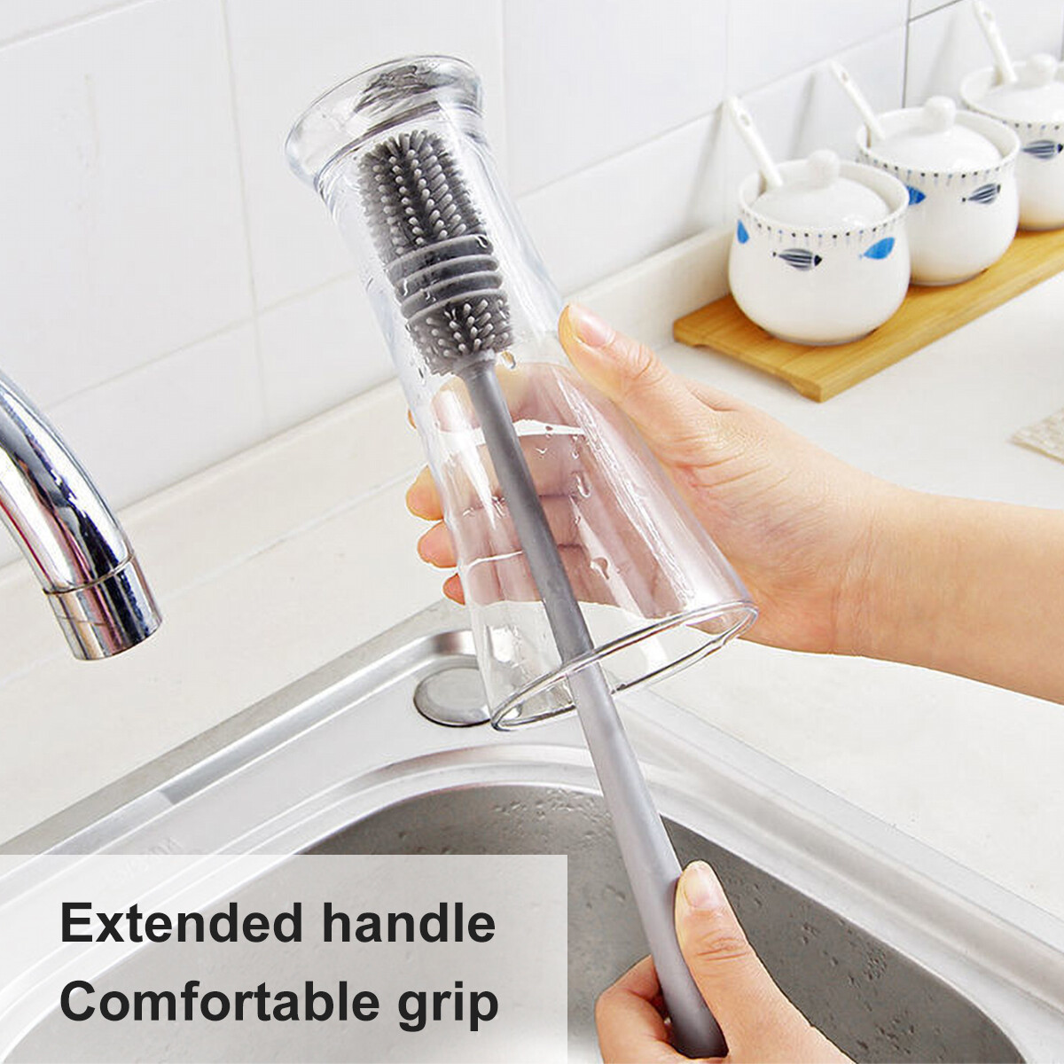 Silicone Bottle Cleaning Brush with Long Handle 32x3.3CM Water Bottle ...