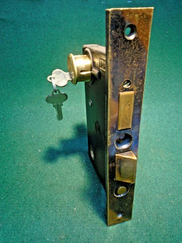 PENN #9700 ENTRY MORTISE LOCK w/KEYS - 3" BS, 9 1/8" JAPANNED FACE ...