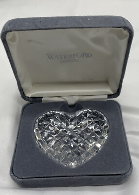 Waterford Cut Crystal Heart Shaped Hand Cooler Paperweight with Box | eBay