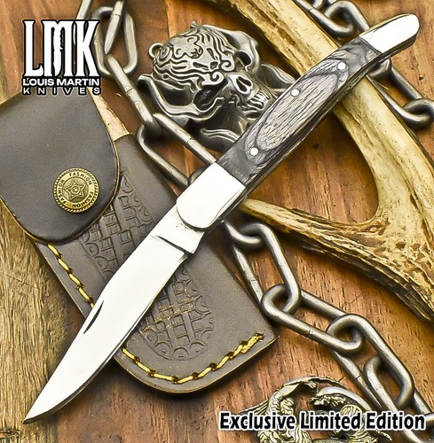 LMK Custom Forged AUS-8 Steel Folding Knife Hard Wood Hunting Best ...
