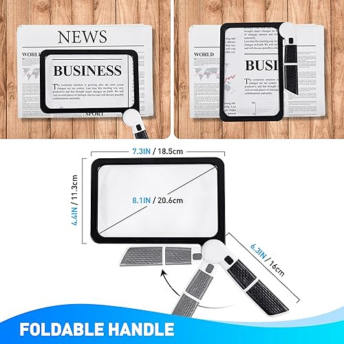 Full Page Magnifier with Light,Large Magnifying Glass for Reading,5X ...