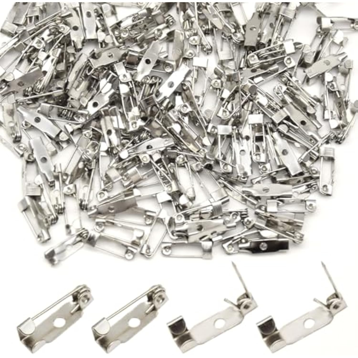 200 Pieces Bar Pin Back 15mm Brooch Pin Back Metal Back Brooches Bar J ...