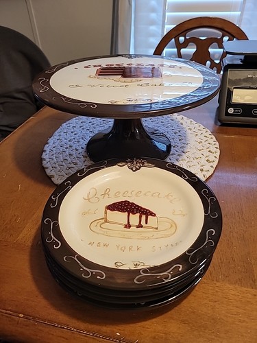 ONEIDA "Sweets Collection" Stoneware Cake Stand & SALAD DESSERT PLATE ...