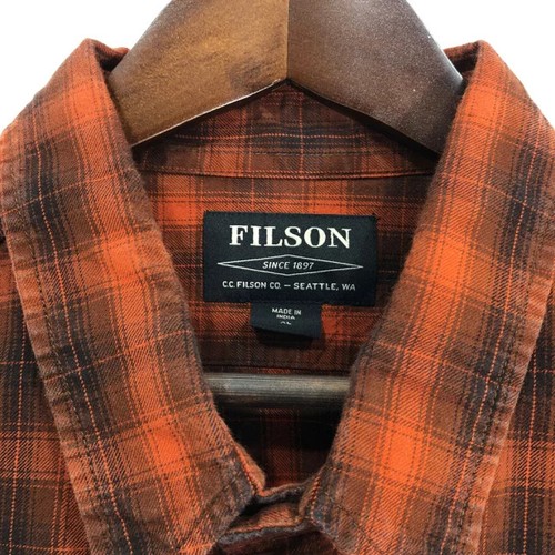 [Used]FILSON Long Sleeve Shirt Check Orange (Men's XL) Clothing R4415 ...