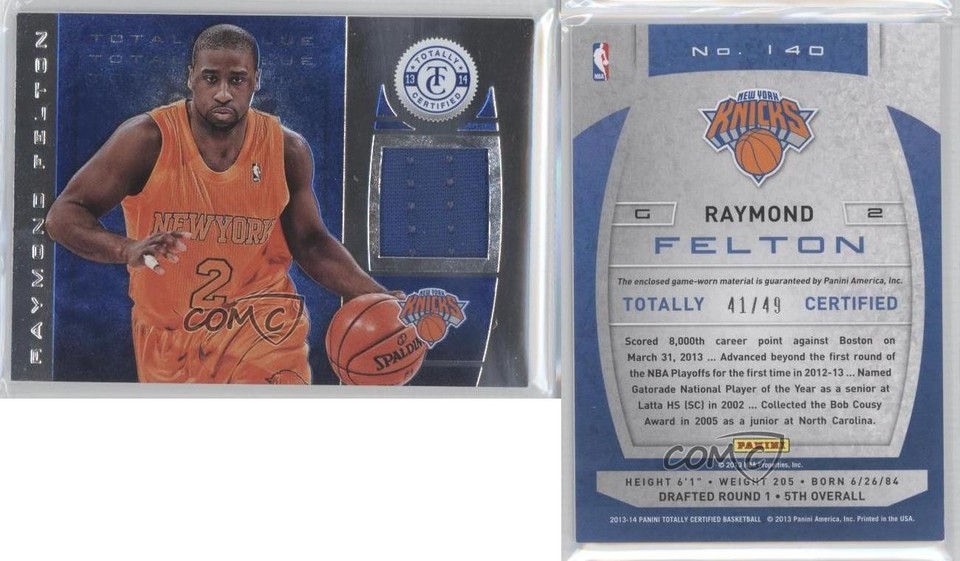 2013-14 Totally Certified Memorabilia Blue 41/49 Raymond Felton #140 ...