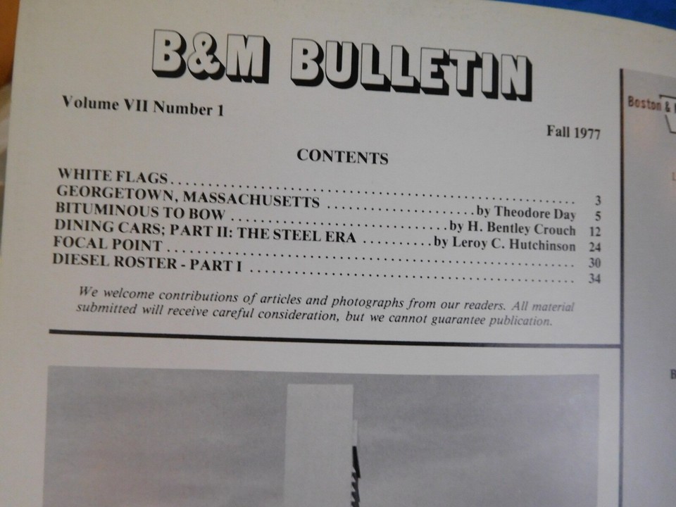 B&M Bulletin Vol 7 #1 1977 Fall Diesel Roster Dining Cars Steel Era ...