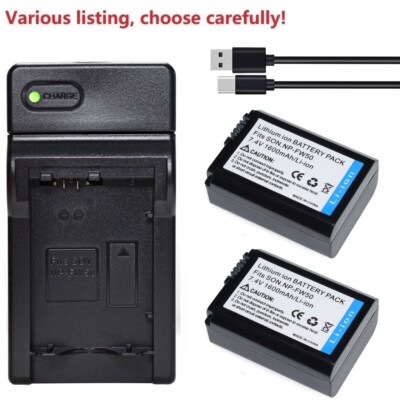 Battery or USB charger for Sony NP-FW50 BC-VW1 ILCE-6400 Alpha a6400 ...