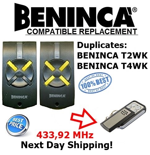 BENINCA Compatible Remote Replacement T2WV, T4WV, TOGO 2WV, TOGO 4WV ...
