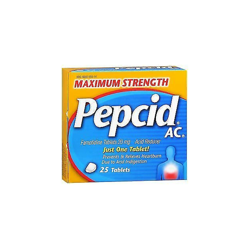 Pepcid AC Famotidine Tablets 20 mg Acid Reducer Maximum Strength 25 Ct ...