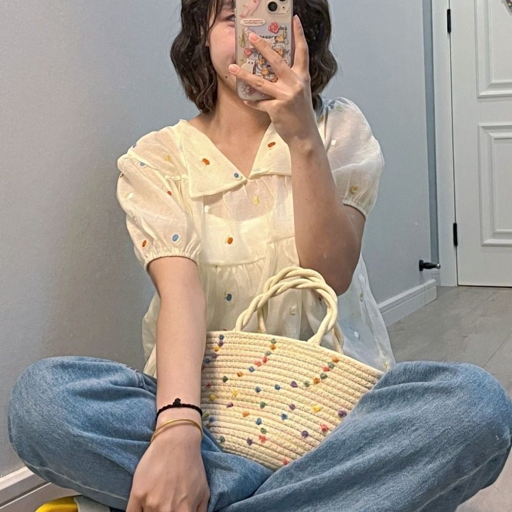 Woven Spot Bag Unlined Cloth Shopping Basket Creative Cotton Cord | eBay