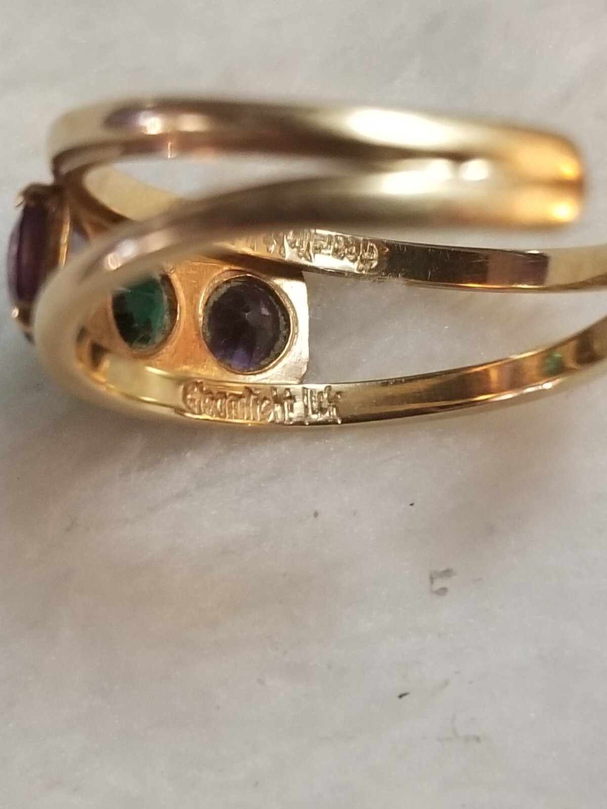 14k Gold Gleamlight Ring With 3 Different Gem Stones … - Gem