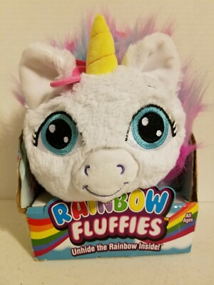 RAINBOW FLUFFIES 12" INCH PLUSH UNHIDE THE RAINBOW INSIDE UNICORN NEW ...