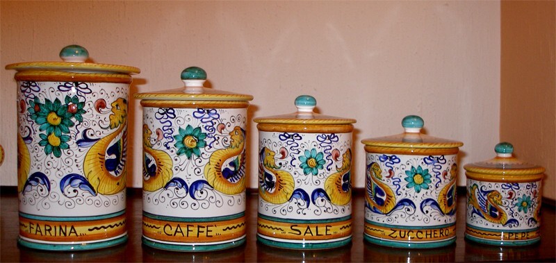 DERUTA POTTERY- 5 PCS RICCO PATTERN CANISTERS SET | eBay