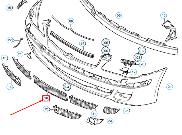 BMW 7 Series E66 Front Bumper Lower Center Ventilation Grille 05-08 ...