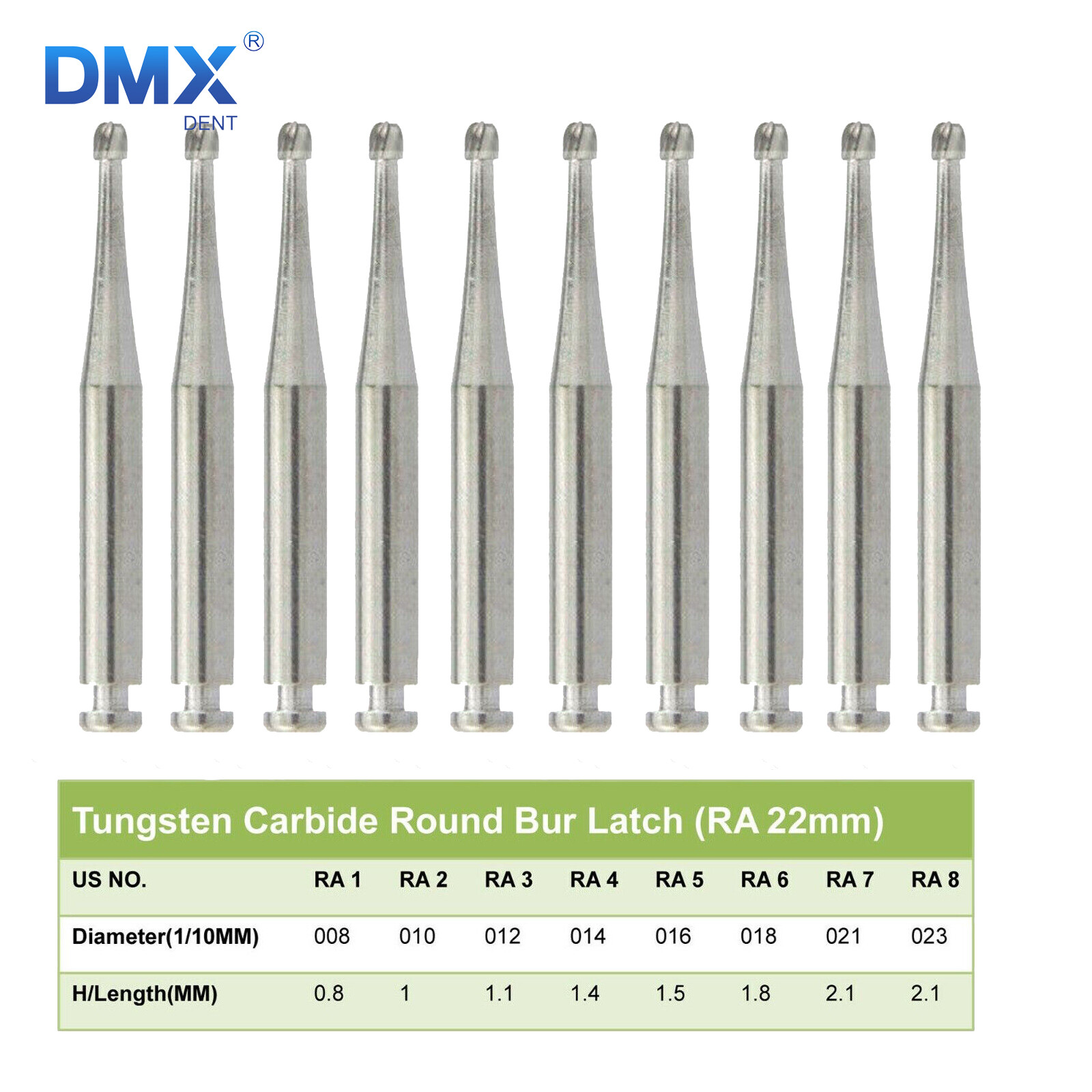 Round Carbide Burs for Slow Speed Latch RA (Choose Your Size & Qty ...