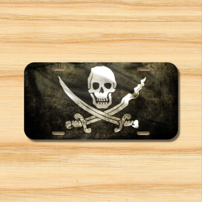 Pirate License Plate Vehicle Auto Tag Pirates Flag Booty Caribbean FREE ...