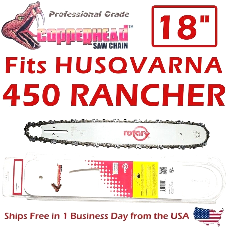 COPPERHEAD 18" Bar & Chain Combo HUSQVARNA 450 RANCHER 585943272 .325, .050 72DL | eBay